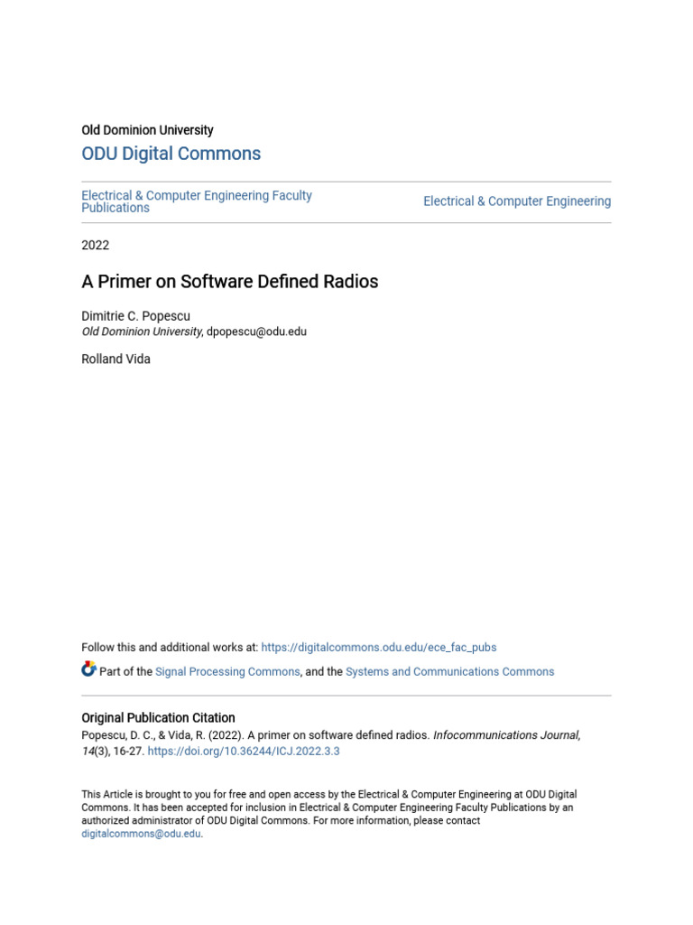 A Primer On Software Defined Radios | PDF | Software Defined Radio | Field Programmable Gate Array