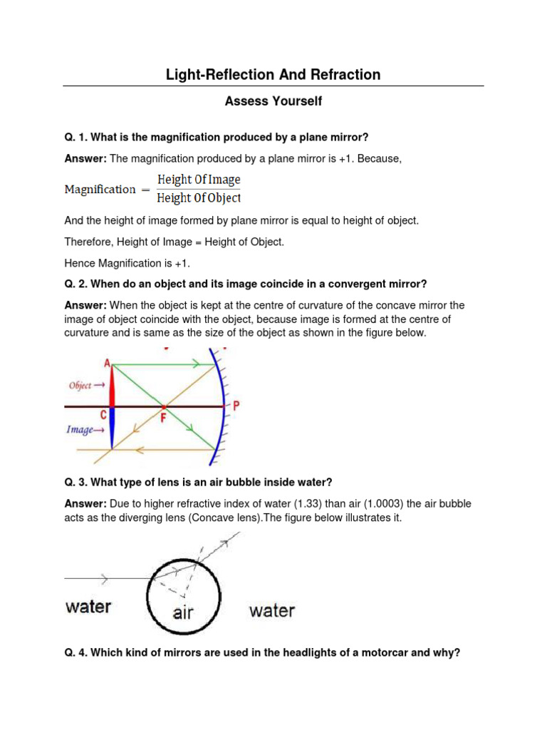 10.-Light-Reflection-And-Refraction | PDF | Refraction | Refractive Index