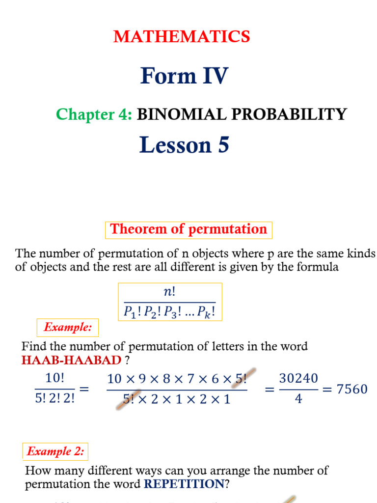 Prob F4 Lesson 5 | Download Free PDF | Mathematics | Combinatorics