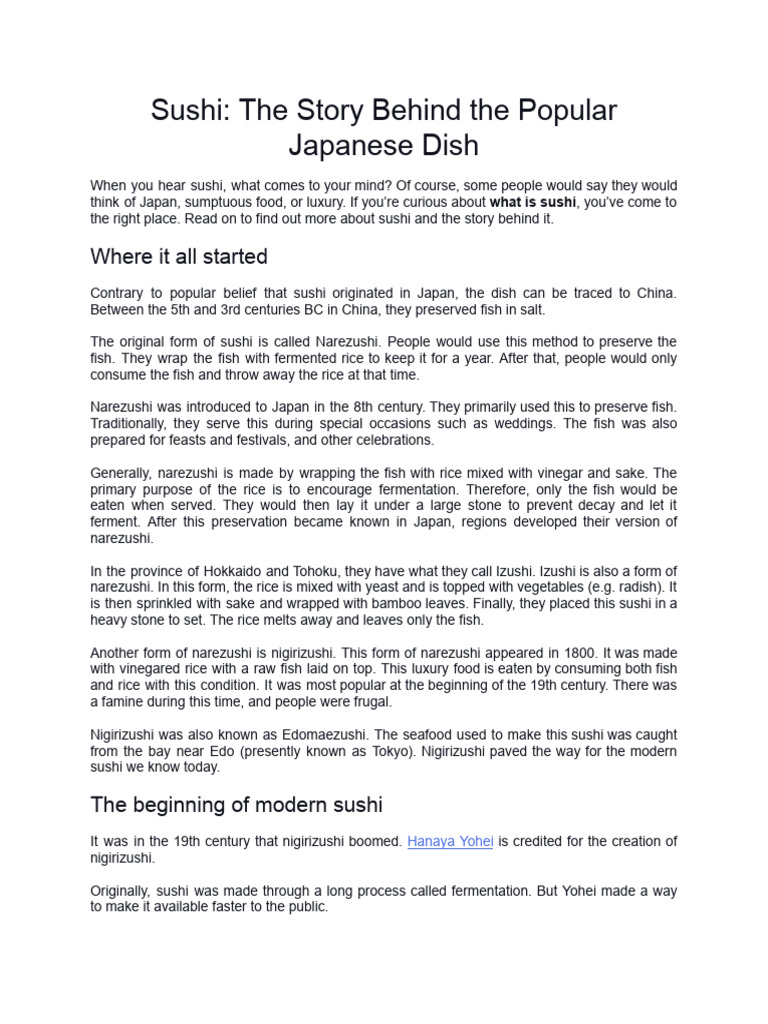 What Is Sushi | PDF | Sushi | Cuisine