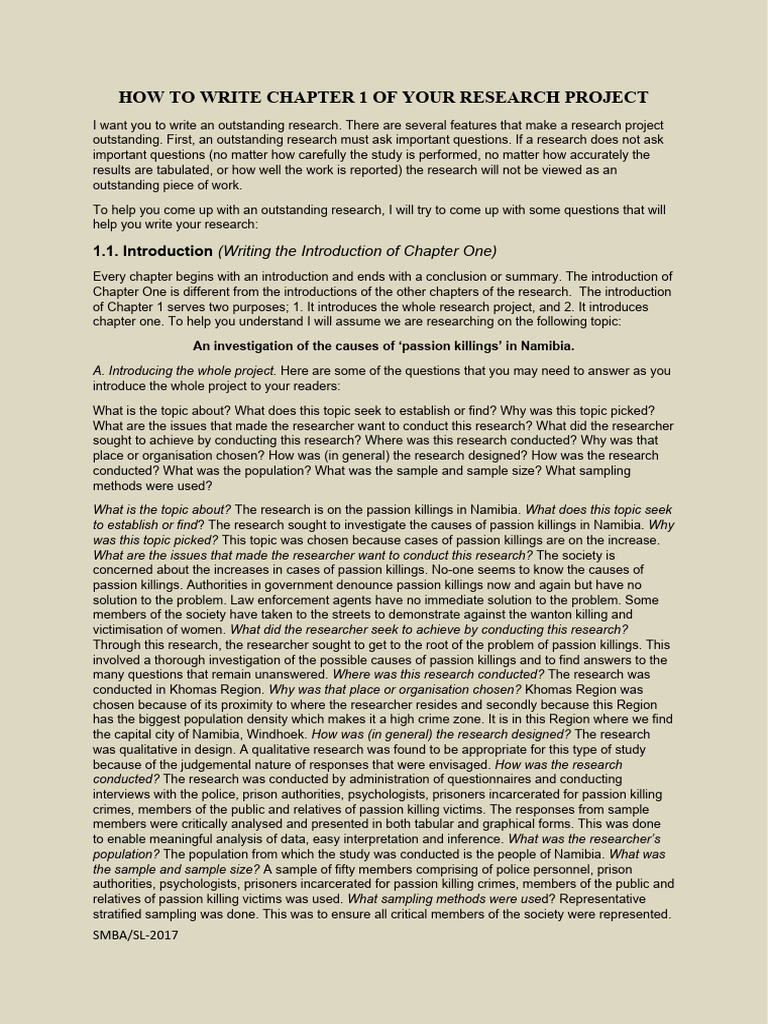 Writing Chapter 1 of Research Projects | PDF | Idea | Concept
