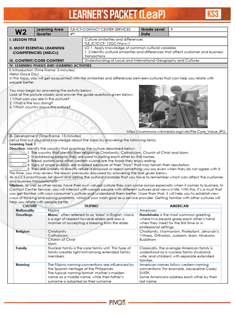 Q4-ICT-Contact Center Services-9-Week2 | PDF | Learning | Family