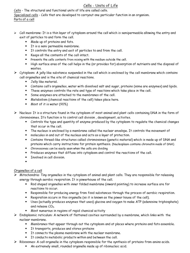 O Level Biology Notes Cells | PDF | Cell (Biology) | Prokaryote