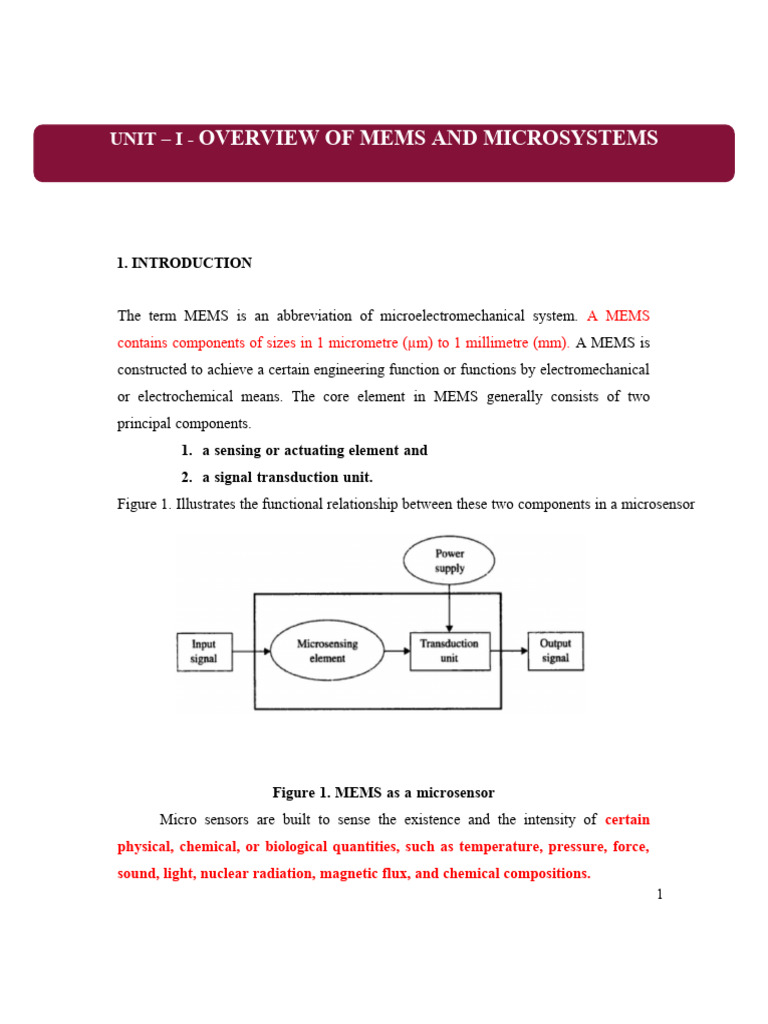 MEMS All Units | PDF | Thermocouple | Chemical Vapor Deposition