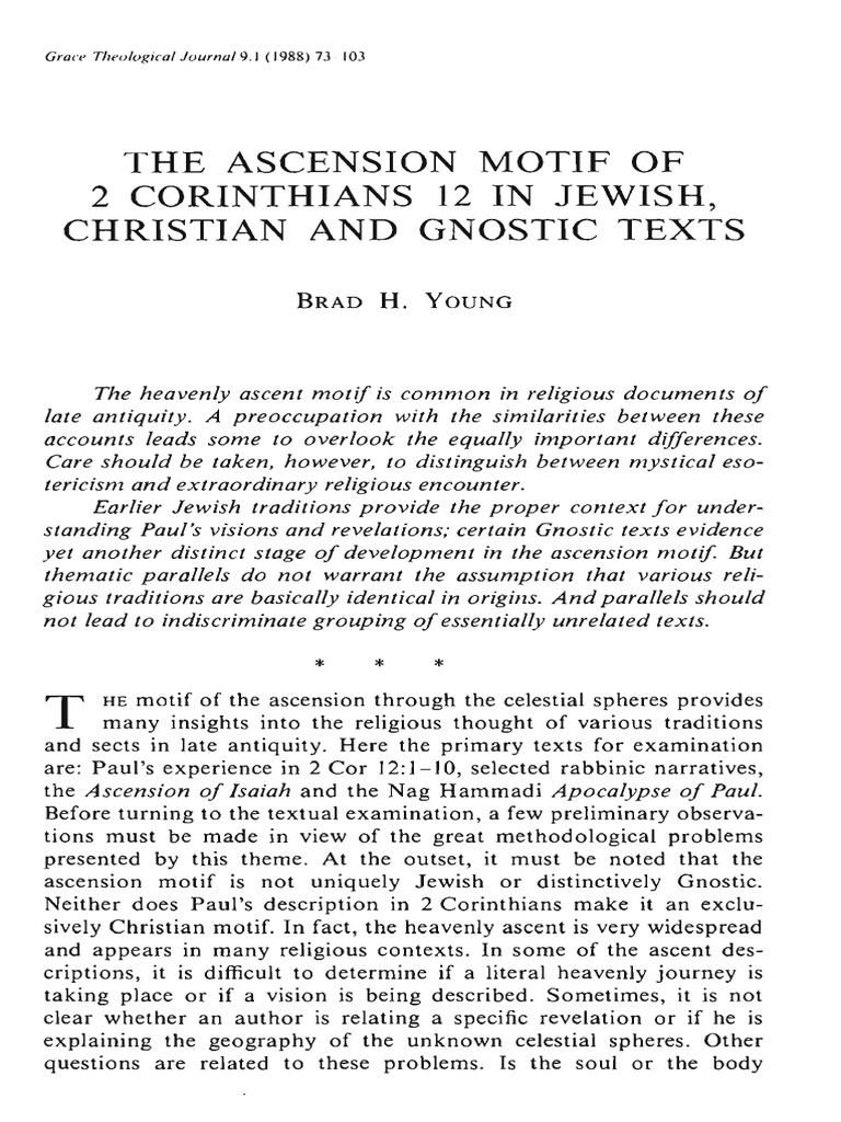 The Ascension Motif of 2 Corinthians 12 in Jewish, Christian and ...