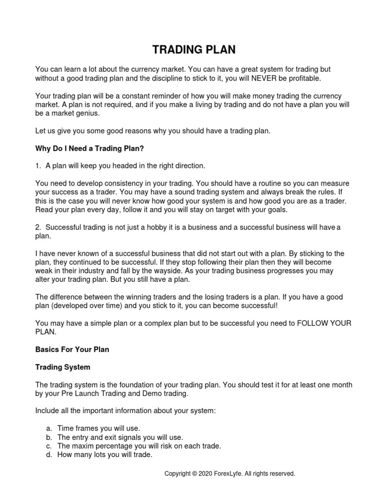 Trading Plan | PDF | Algorithmic Trading | Psychology