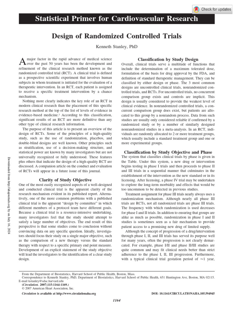 Design of Randomized Controlled Trials | PDF | Randomized Controlled Trial | Clinical Trial