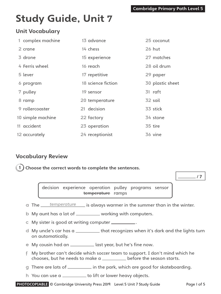 Study Guide, Unit 7 | PDF | Machines