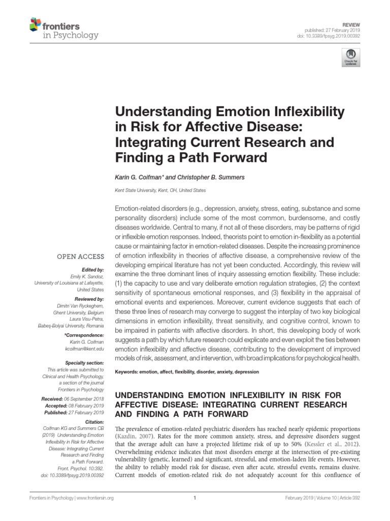 Understanding Emotion Inflexibility in Risk For Affective Disease ...