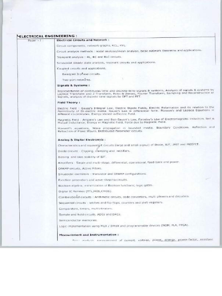PSC Electrical Syllabus | PDF