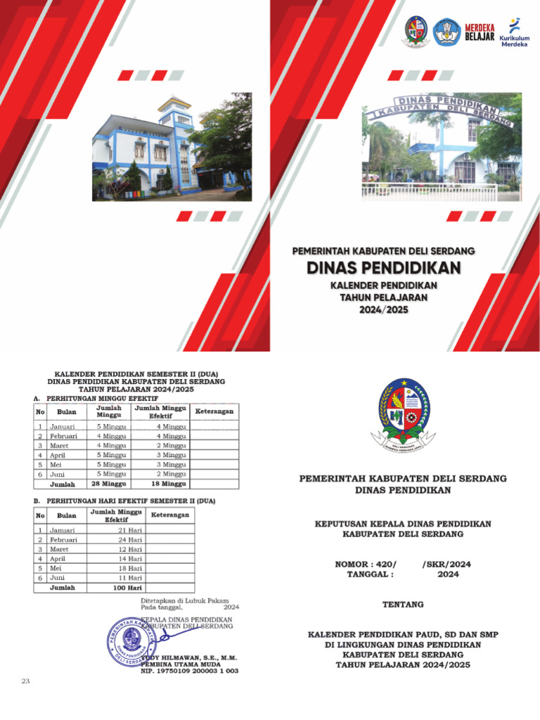 Susun Kalender Dinas Pendidikan Deli Serdang 2024 | PDF