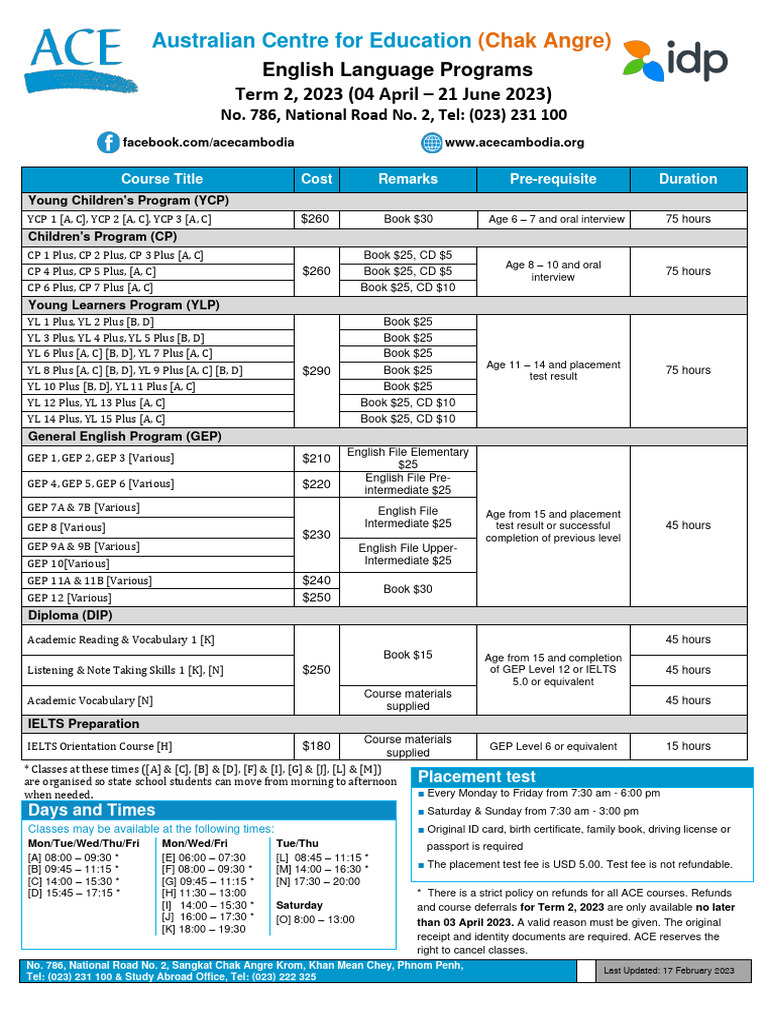English Language Programs 2023-T2 | PDF | International English ...