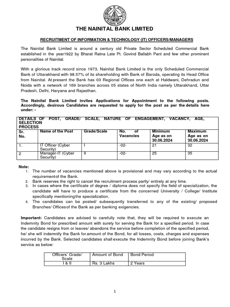 Recruitment of It Officers 2024 | PDF | Business | Finance & Money ...