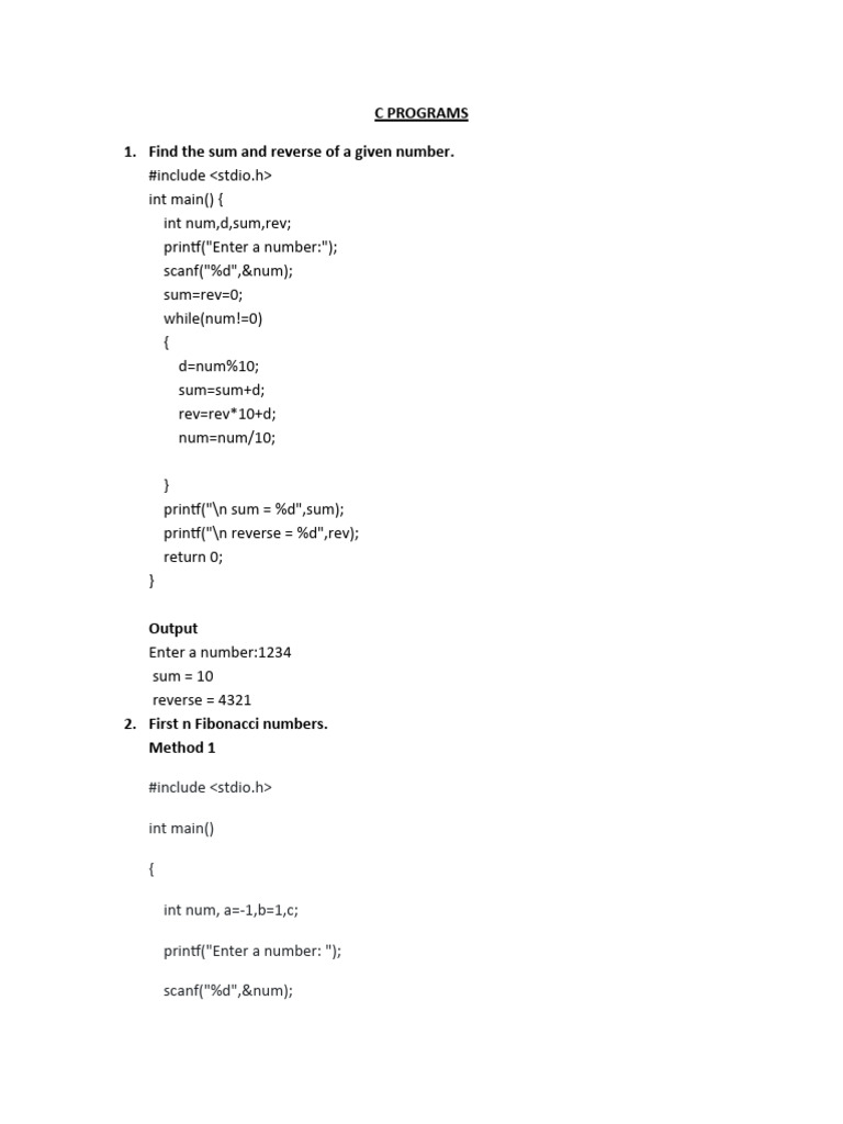 C Programs | PDF | Software Engineering | Computer Science C Programs | PDF | Software Engineering | Computer Science