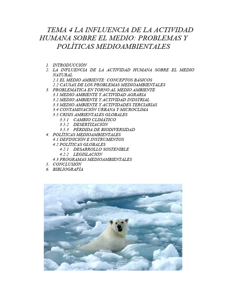 Impacto Humano en el Medio Ambiente | PDF | Entorno natural | Contaminación