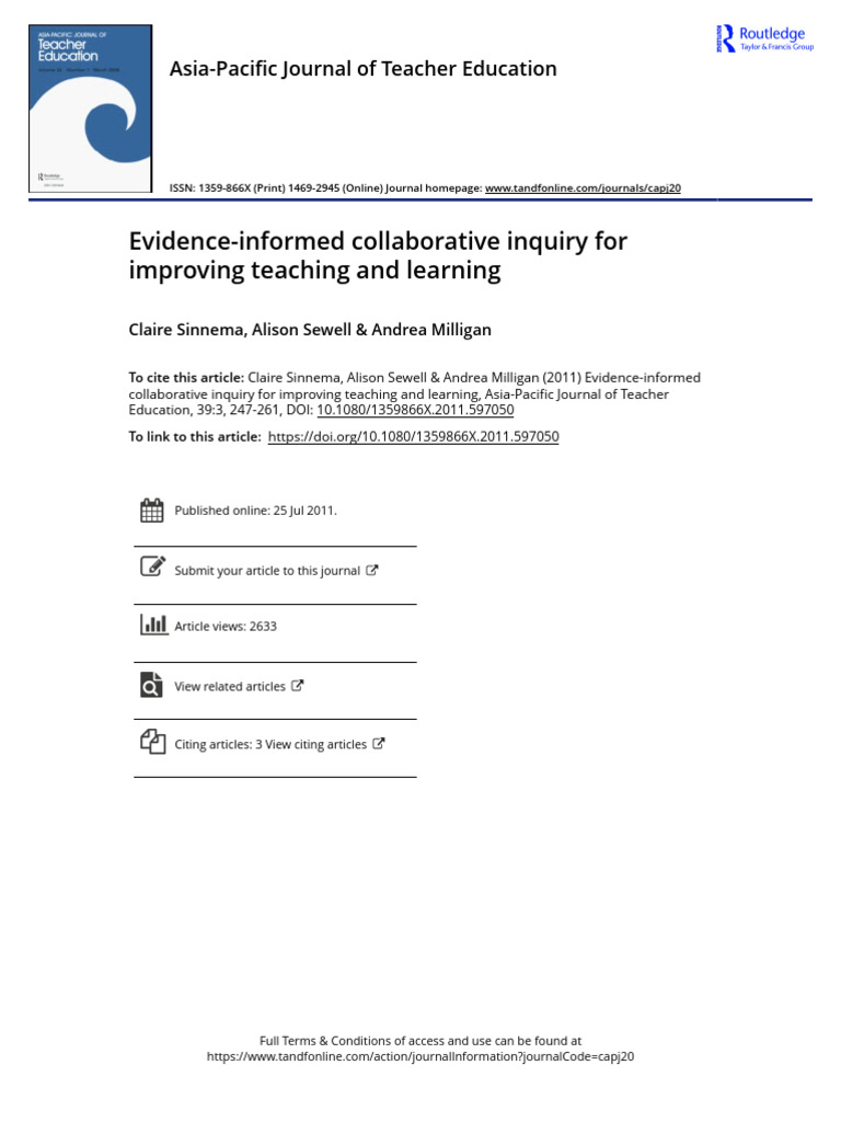 Evidence-Informed Collaborative Inquiry For Improving Teaching and ...
