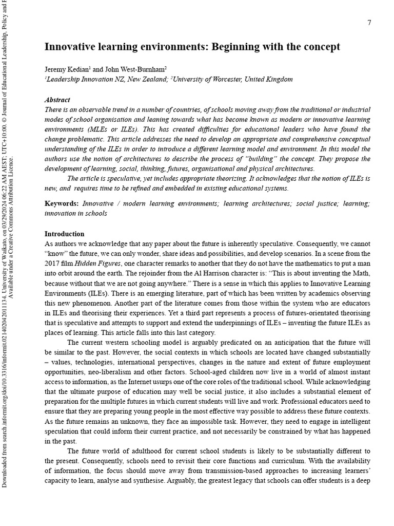 Innovate Learning Environment | PDF | Learning | Leadership