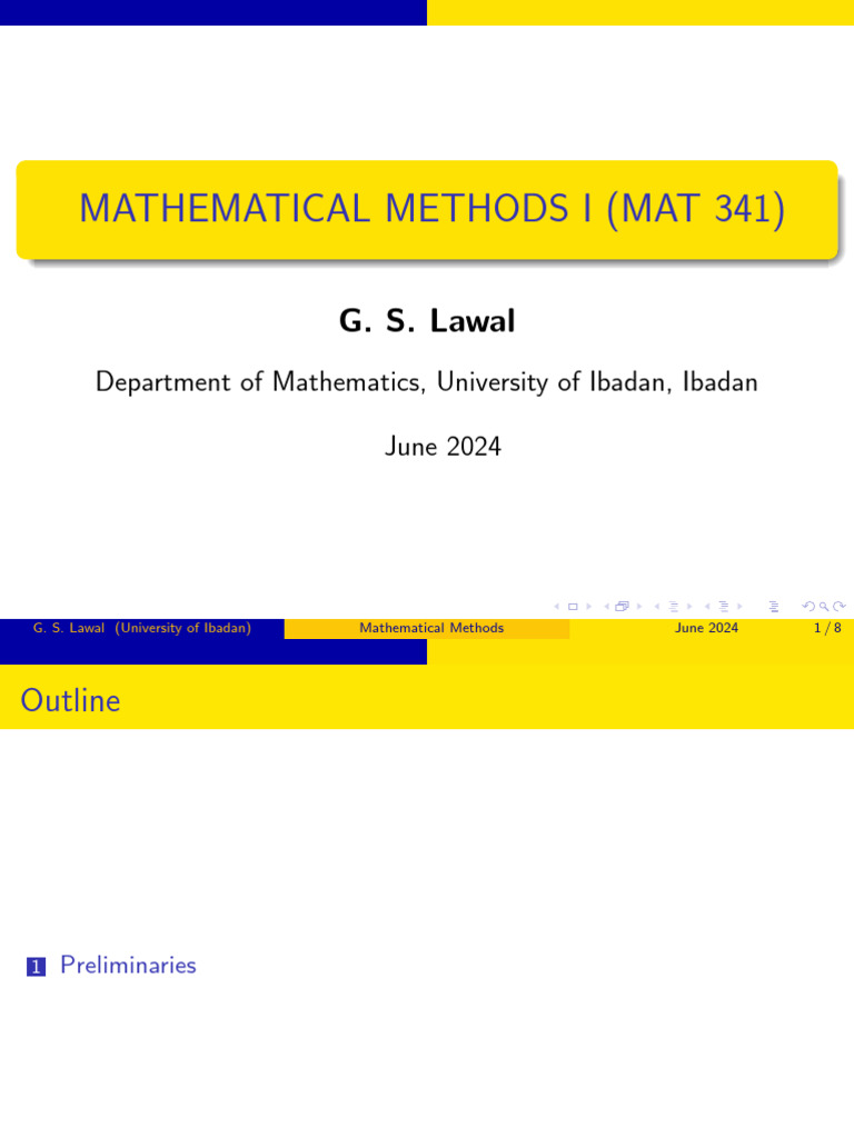 Mathematical Methods Lecture - I | PDF | Equations | Ordinary Differential Equation