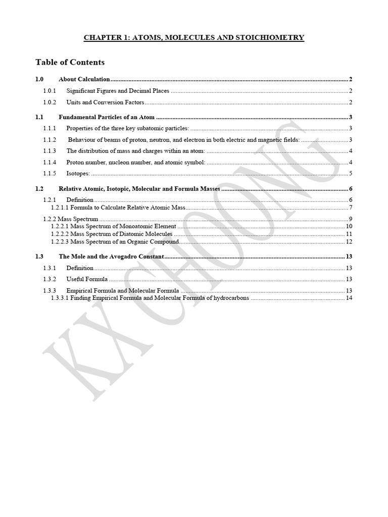 Atoms, Molecules, and Stoichiometry Guide | PDF | Mole (Unit) | Isotope