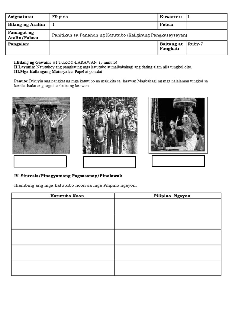 Worksheet Filipino 7 | PDF
