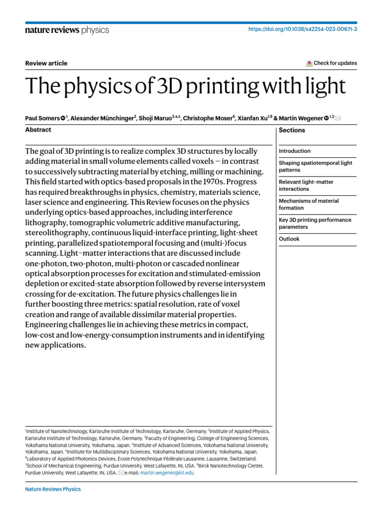 Paul Somers The Physics of 3d Printing With Light 2023 | PDF | 3 D ...