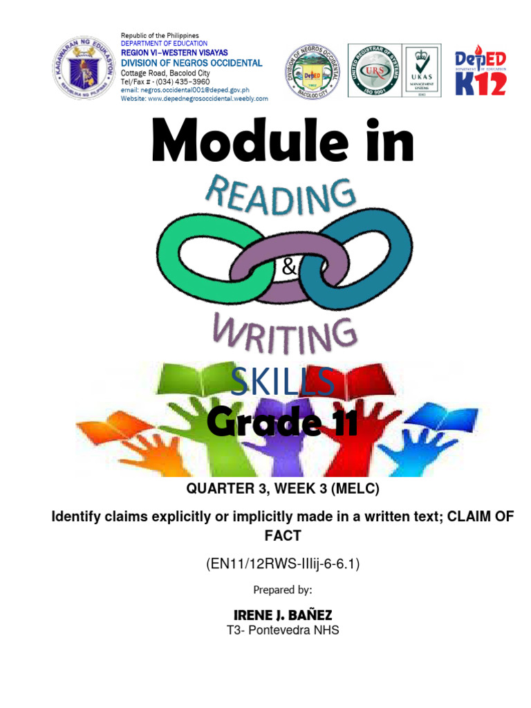 SHS - Core - Reading and Writing Module - Q1 - W4 - Identify Claim of ...
