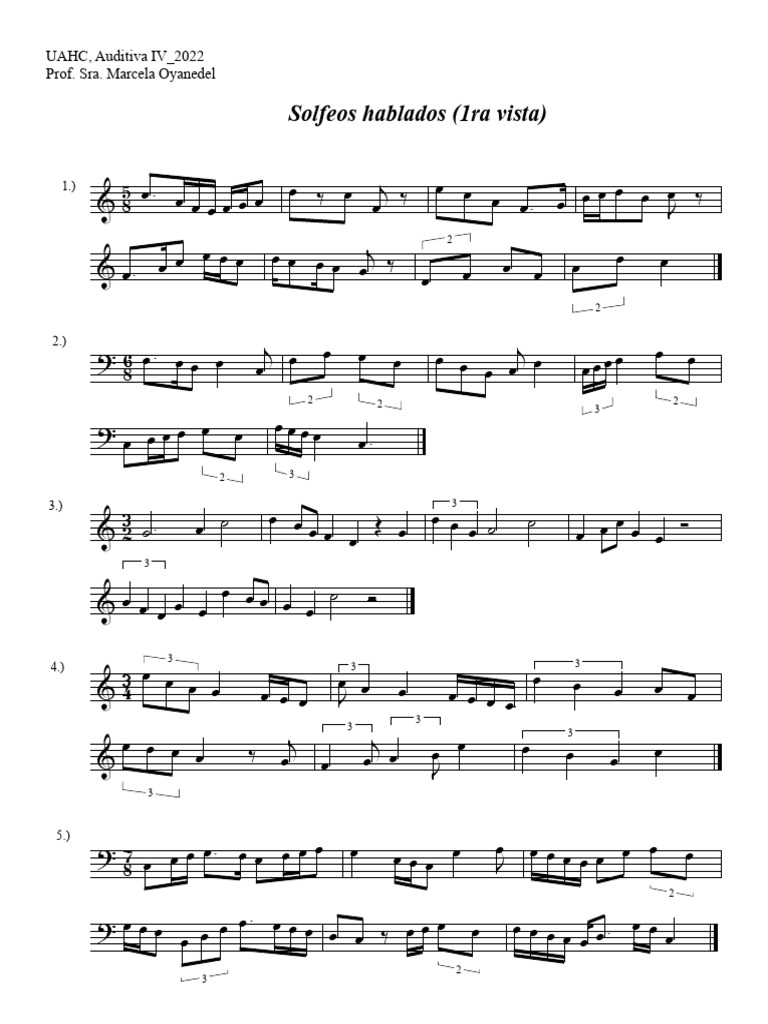 Solfeos Hablados 1ra Vista Aud IV | PDF
