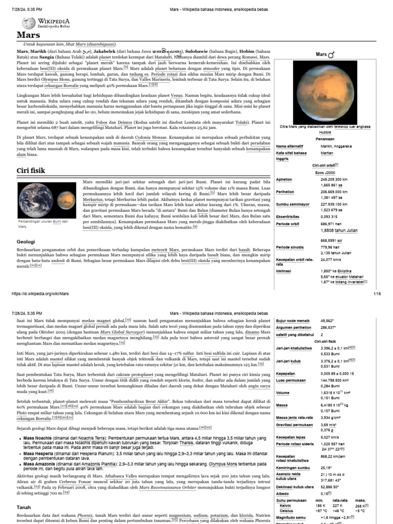 gambaran tentang planet mars | PDF