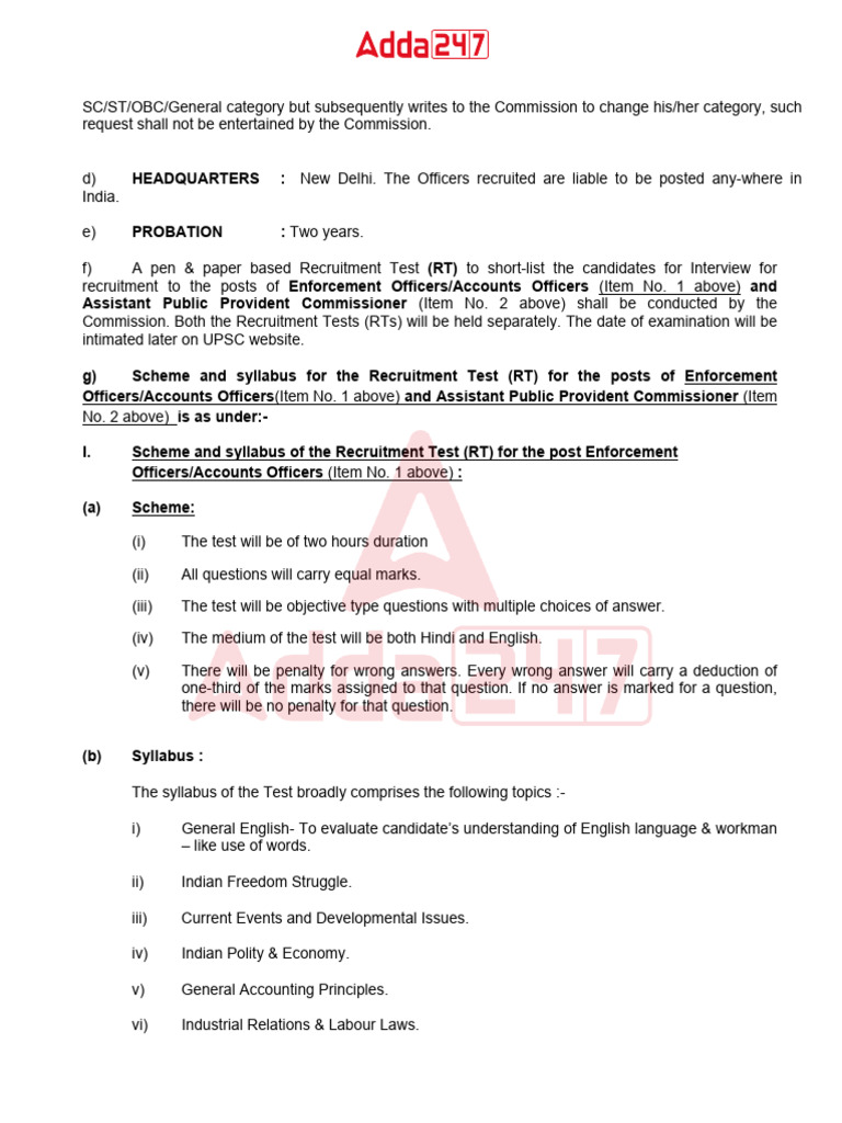 Upsc Epfo Apfc Syllabus PDF | PDF | Multiple Choice