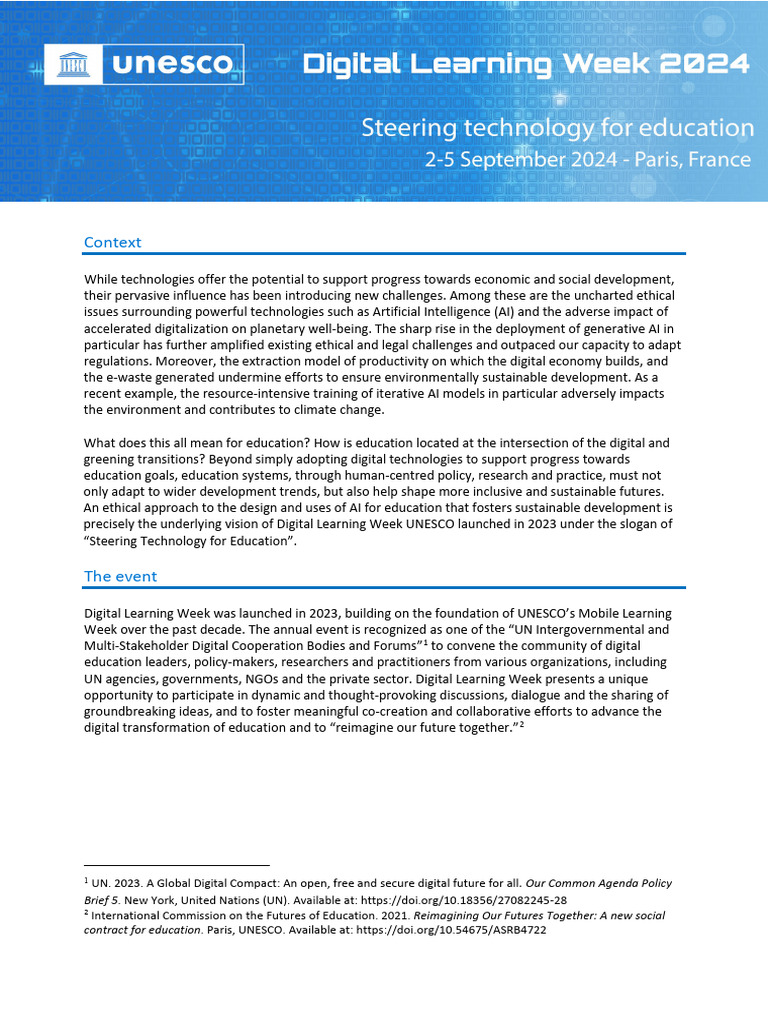 Digital Learning Week 2024 Concept Note | PDF | Sustainability | Sustainable Development