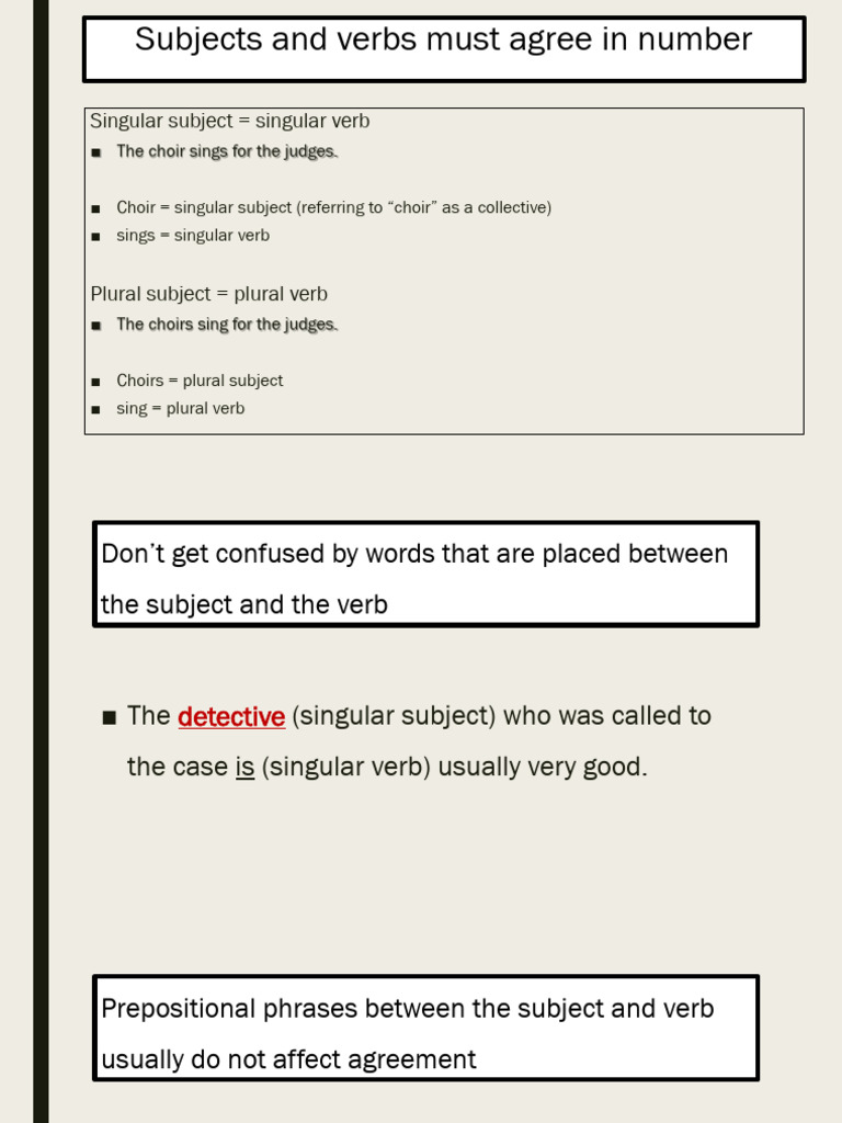 2024 Lecture 4 Subject Verb Agreement - Final | PDF | Verb | Grammatical Number