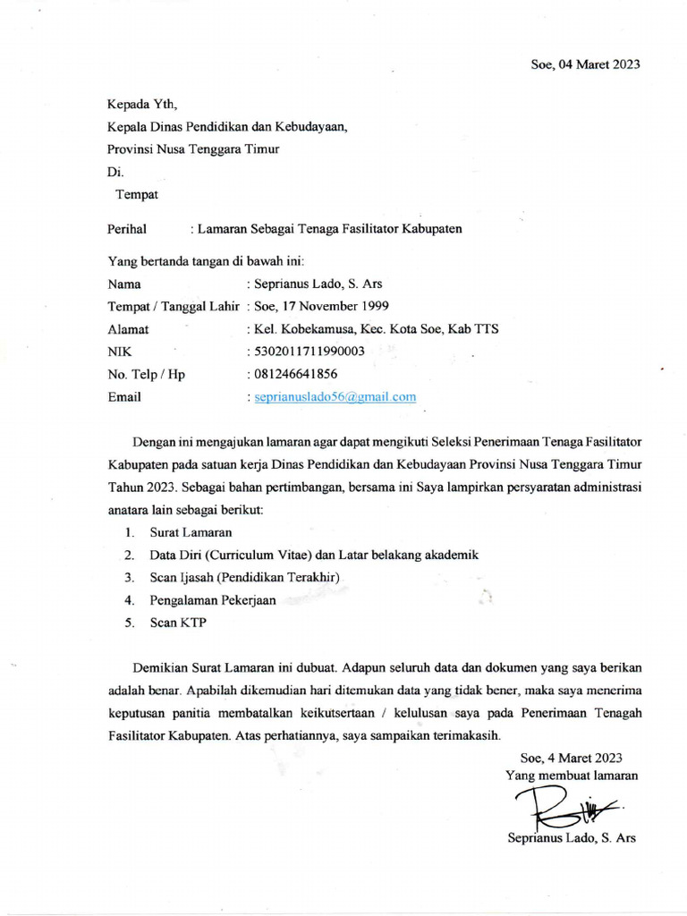 Contoh Surat Lamaran | PDF