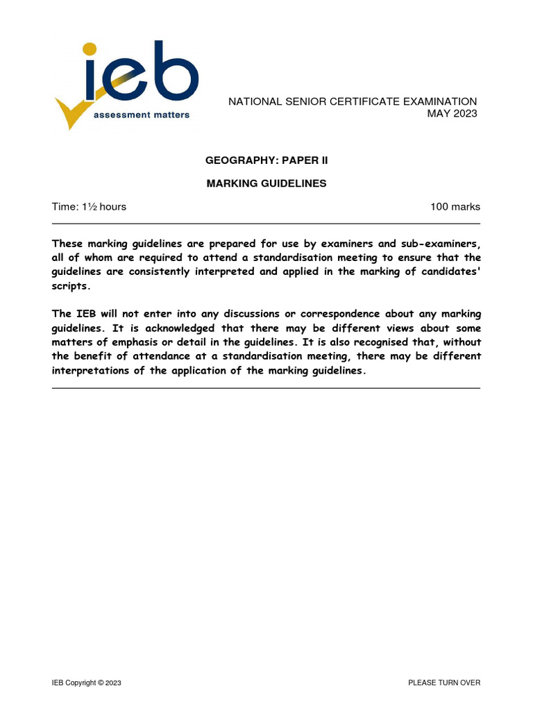 Geo IEB Paper 2 2023 Supp MEMO | PDF | Rain | Earth Sciences