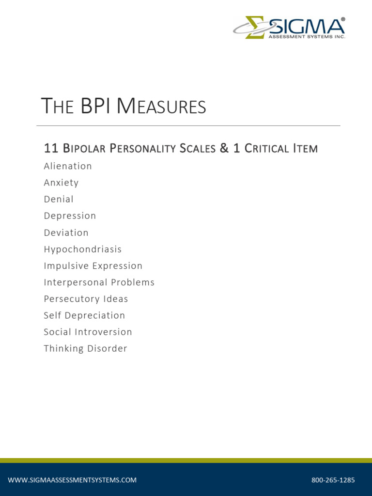BPI Bipolar Personality Scales Overview | PDF