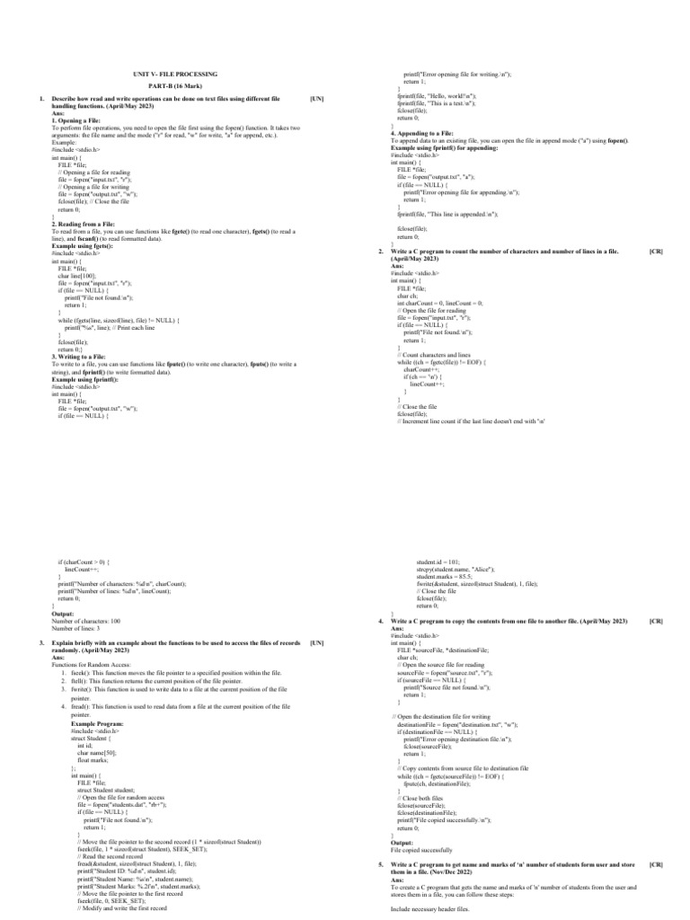 C File Handling Operations Guide | PDF | Parameter (Computer Programming) | Pointer (Computer ...