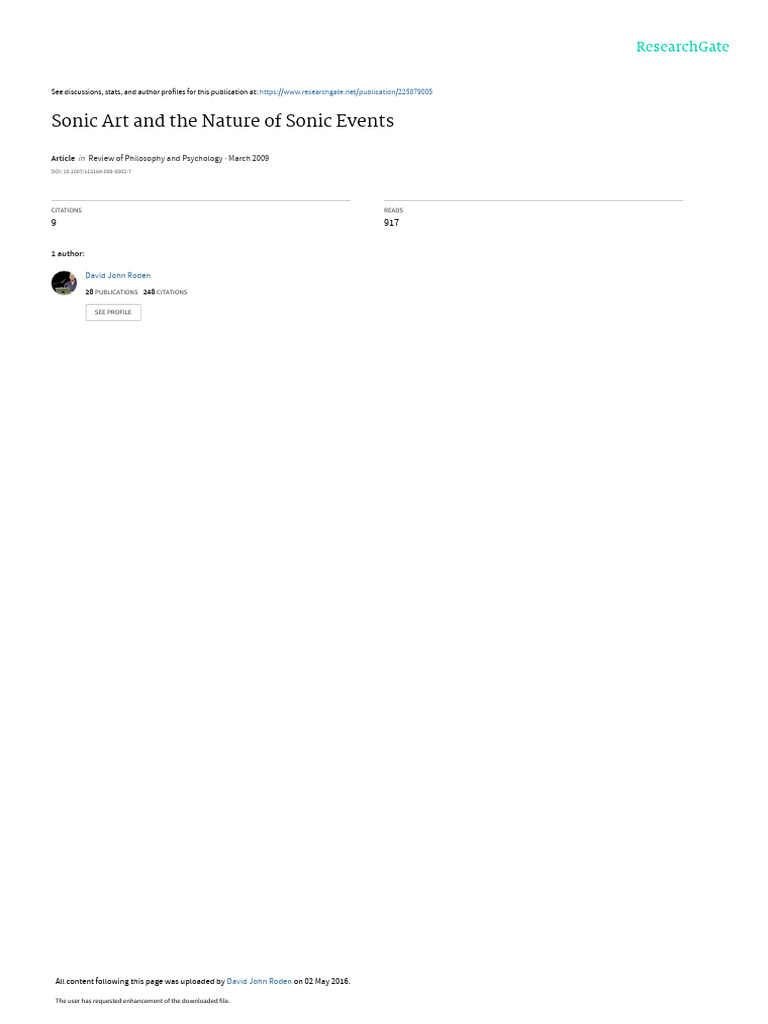 Sonic Art and The Nature of Sonic Events | PDF | Sound | Pitch (Music)