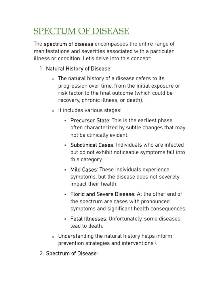 Spectrum of Disease | PDF | Infection | Medical Statistics