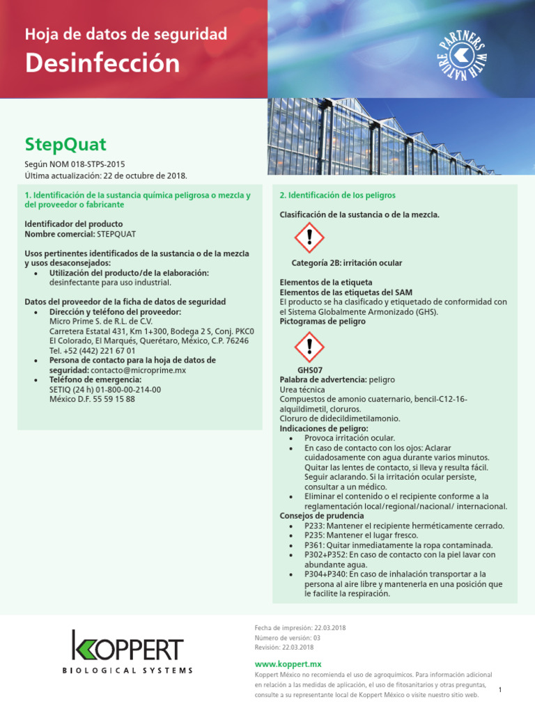 Ficha de Seguridad HS-StepQuat | PDF