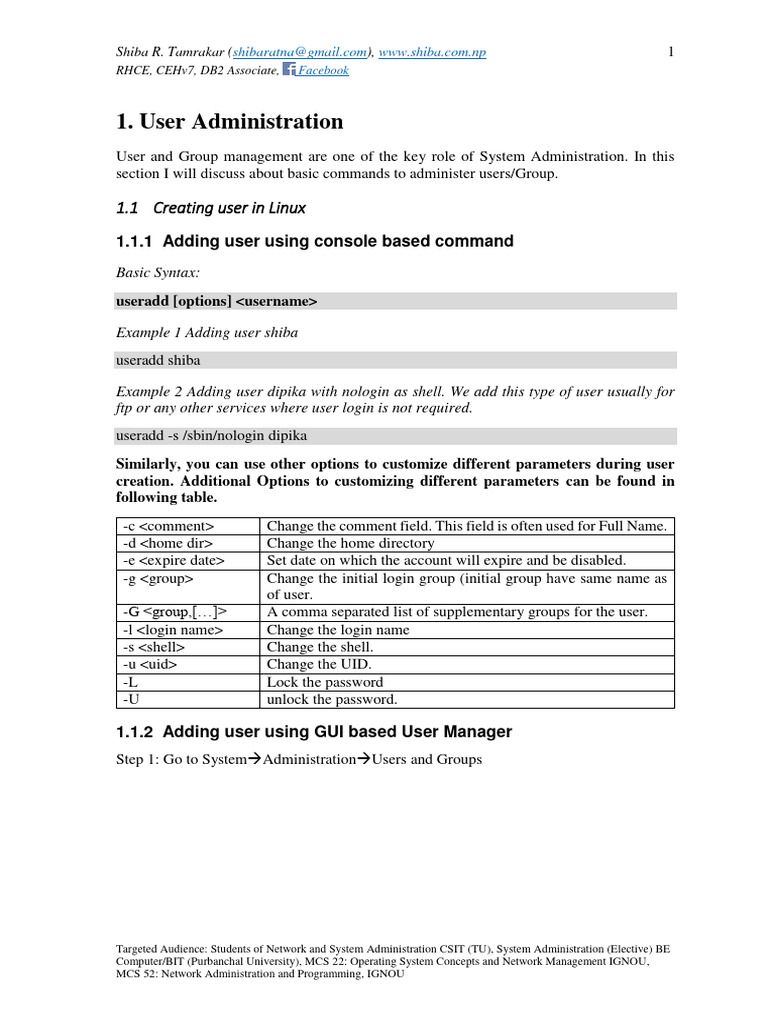 2.3 User and Group Administration | PDF | Sudo | Computer File
