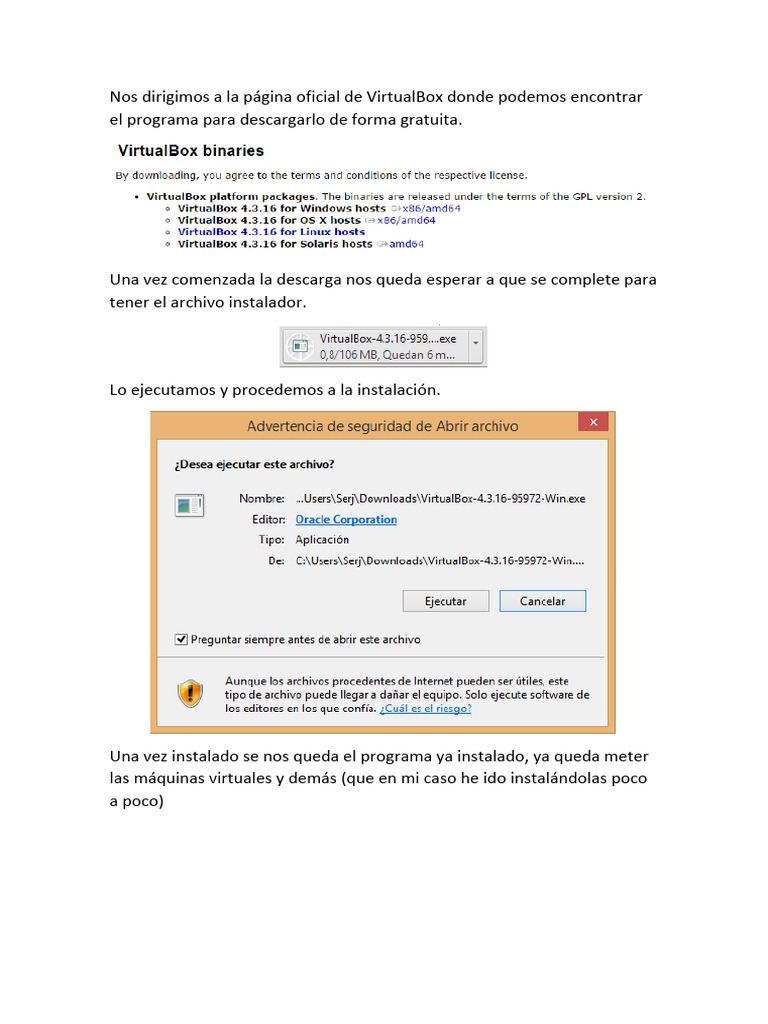 Practica 1 Instalacion Virtualbox en Windows | PDF | Informática