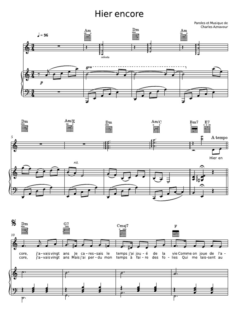 Hier Encore - Charles Aznavour Score | PDF