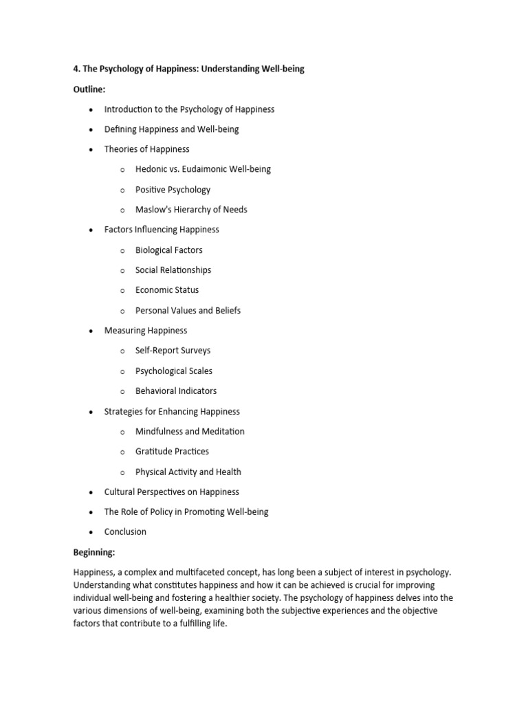 The Psychology of Happiness Understanding Well-Being | PDF | Self ...