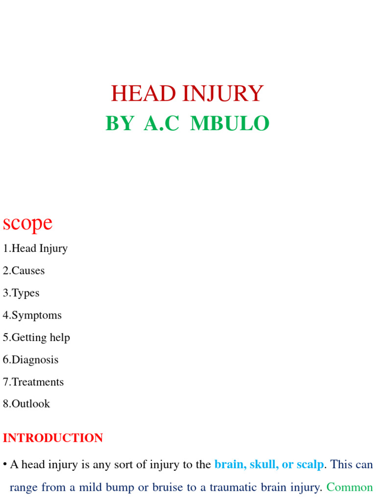 Head Injury | PDF | Traumatic Brain Injury | Medical Specialties