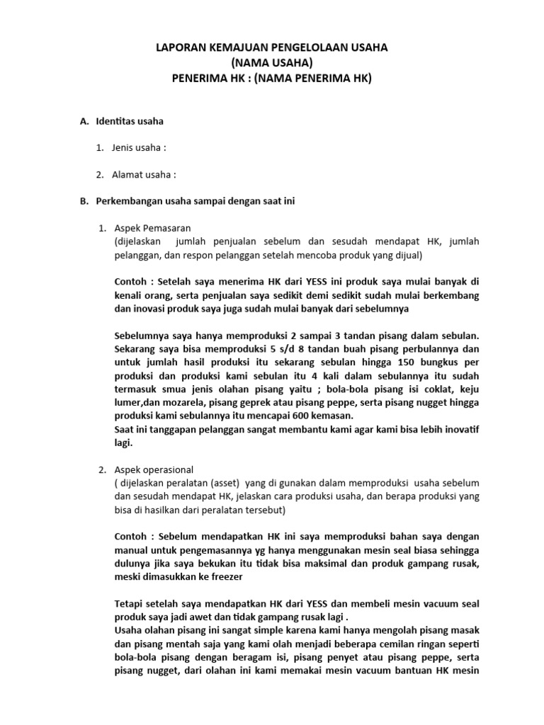Contoh Progress Usaha PM | PDF | Bisnis
