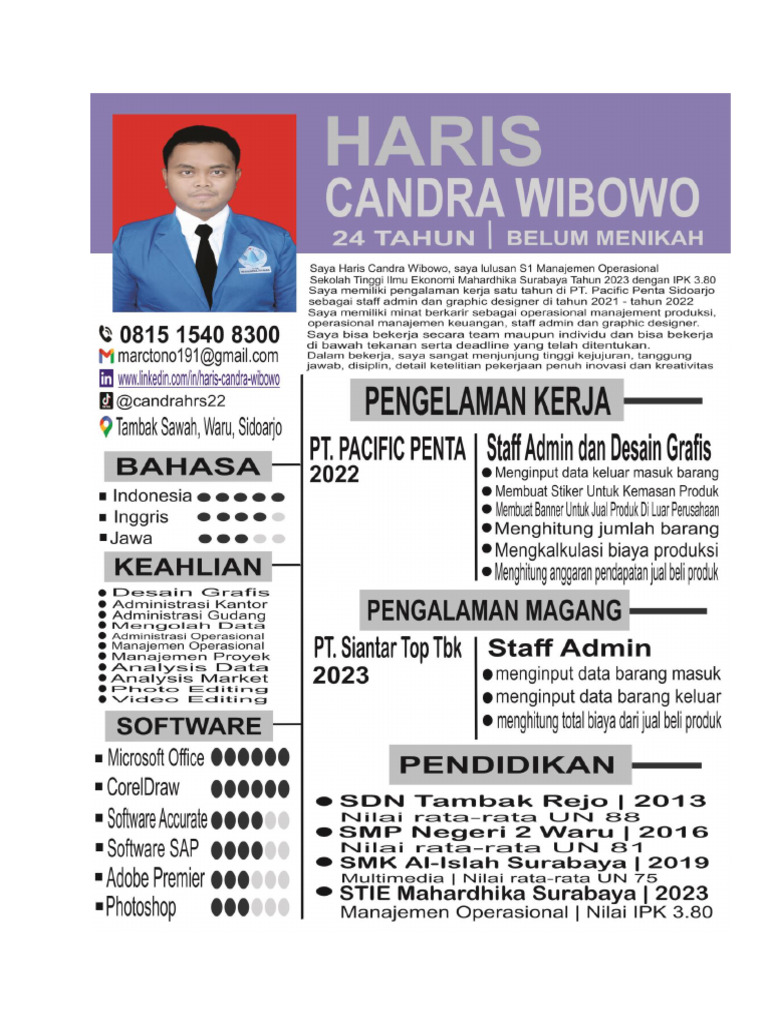 CV Haris Candra Wibowo 2024 | PDF