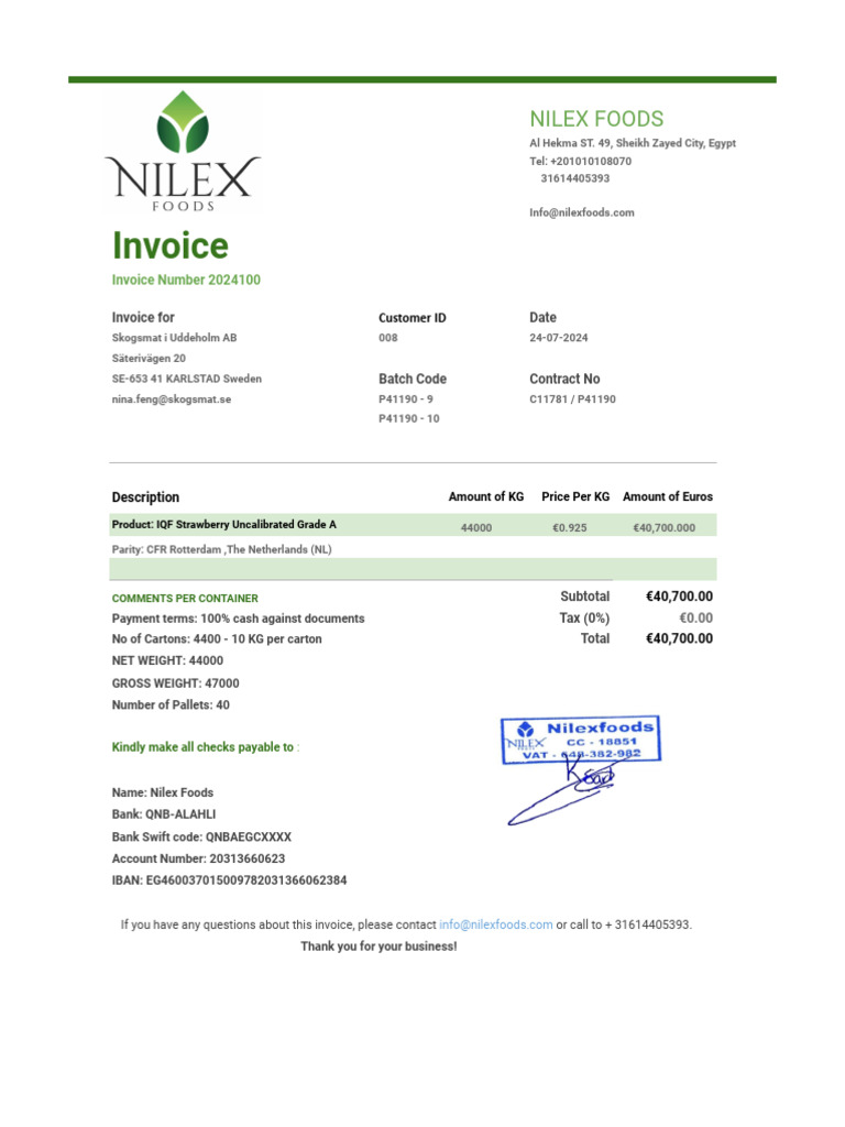 Invoice: Nilex Foods | PDF | Invoice | Economies