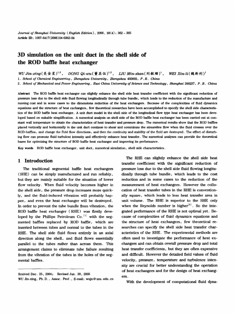 3D Simulation of ROD Baffle Exchanger | PDF | Fluid Dynamics | Viscosity