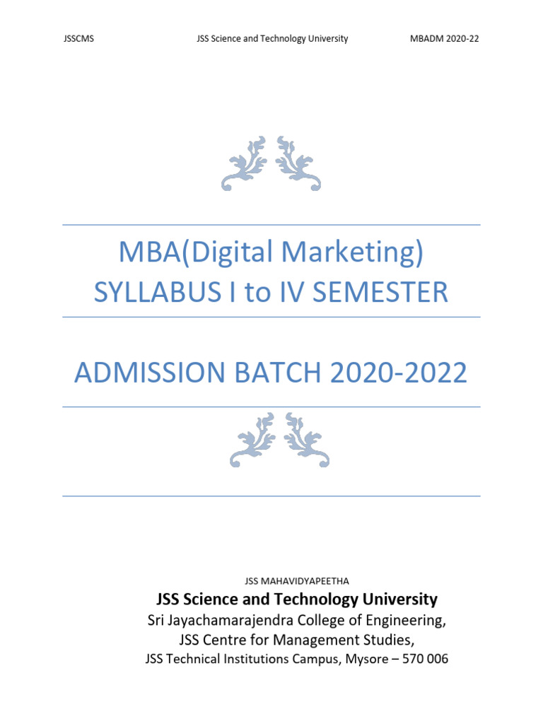 MBA Digital Marketing Syllabus 2020-22 | PDF | Long Run And Short Run ...