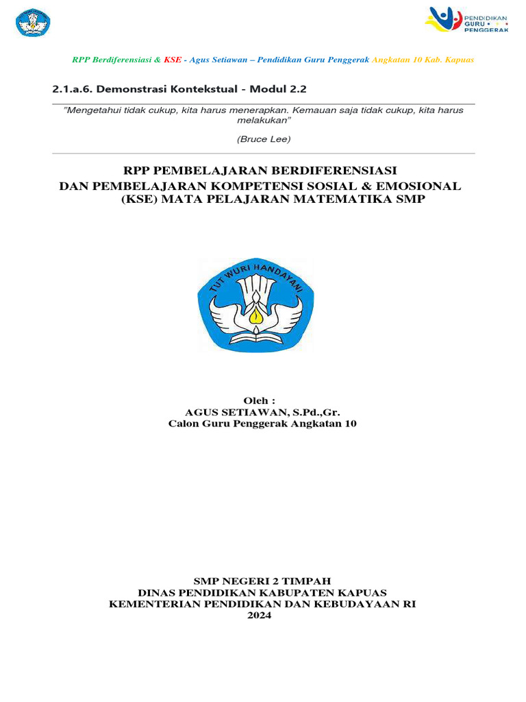 RPP Pembelajaran Berdiferensiasi KSE Map | PDF