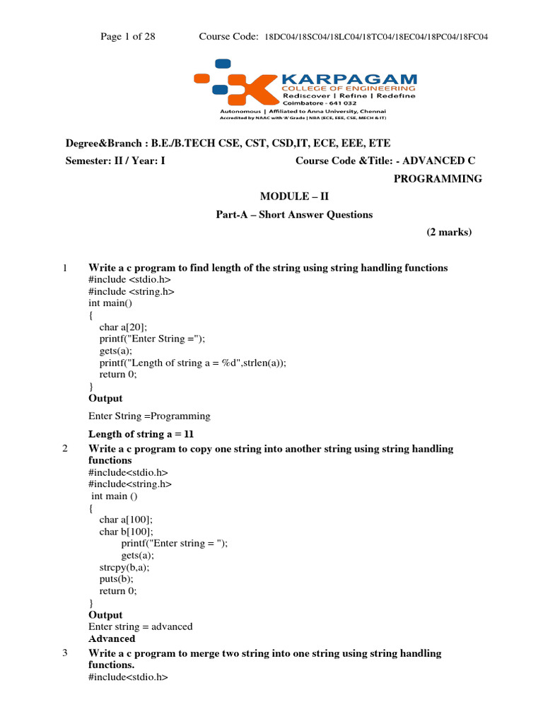 Module 2 | PDF | Pointer (Computer Programming) | Integer (Computer ... Module 2 | PDF | Pointer (Computer Programming) | Integer (Computer ...